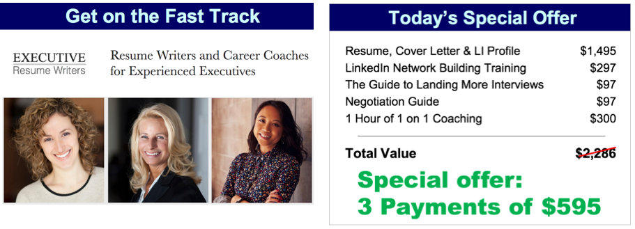 Special Webinar Offer Payment Plan Executive Resume Writers
