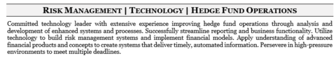 Hedge Fund Resume • Executive Resume Writers