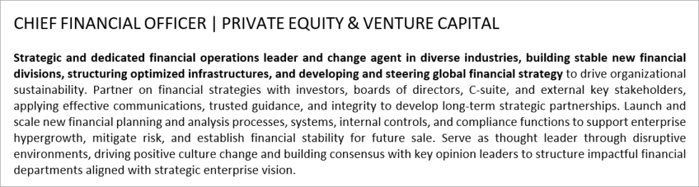 Private Equity Resume • Executive Resume Writers